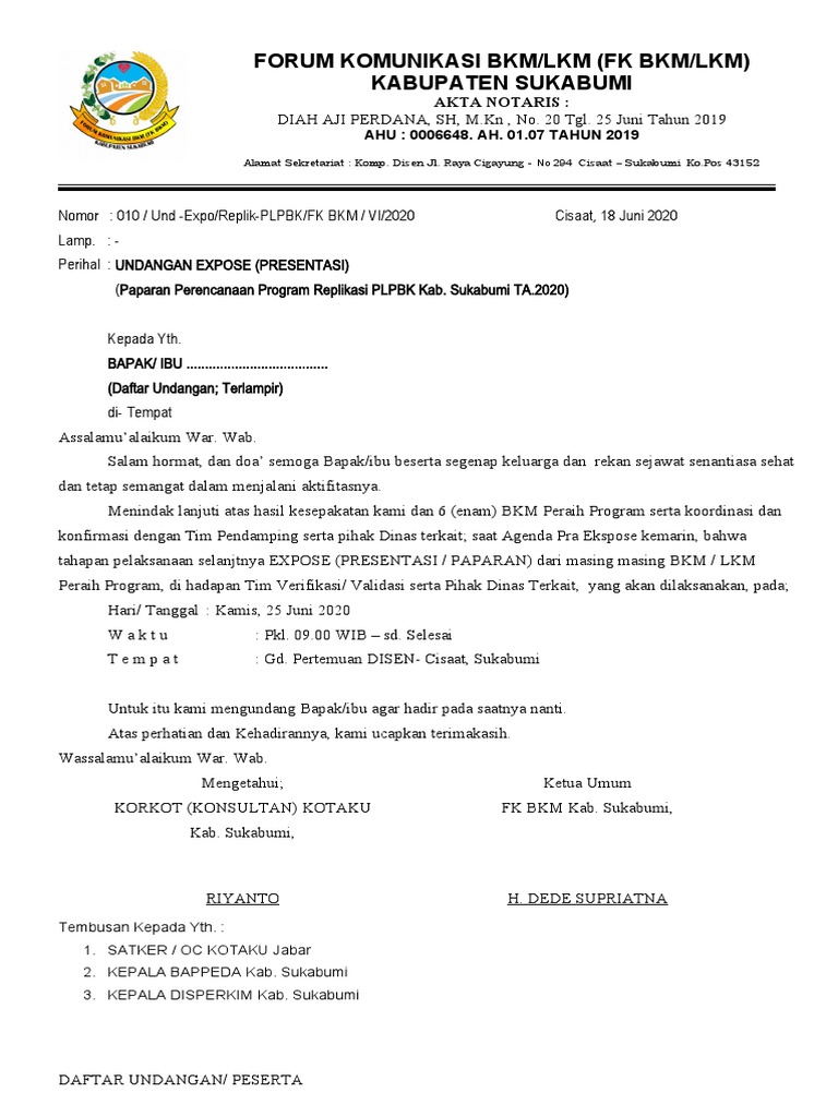 Undangan FK BKM Expose Replikasi 2020 | PDF