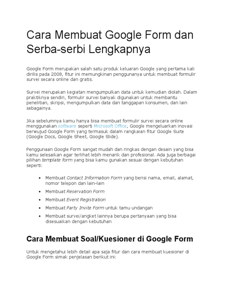 Panduan Lengkap Membuat Google Form | PDF | Bisnis