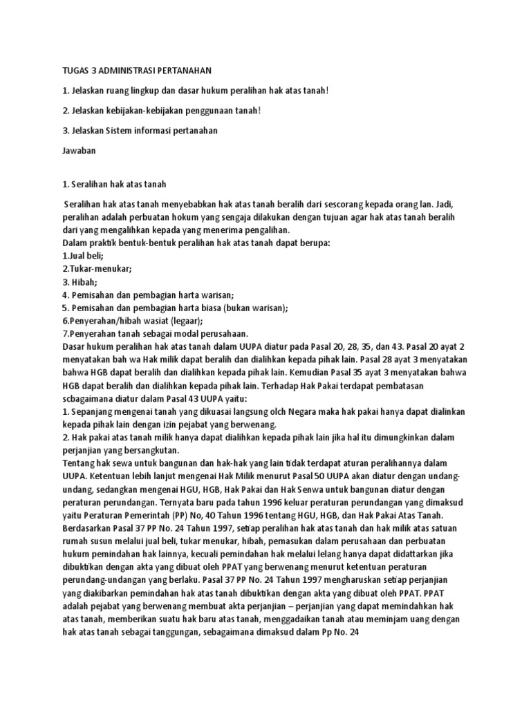 Tugas 3 Administrasi Pertanahan | PDF | Pengelolaan Keuangan & Uang