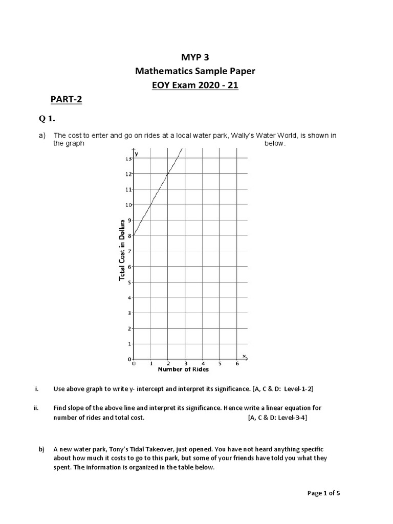Myp 3 Mathematics Sample Paper EOY Exam 2020 - 21 PART-2 | PDF | Polygon | Triangle