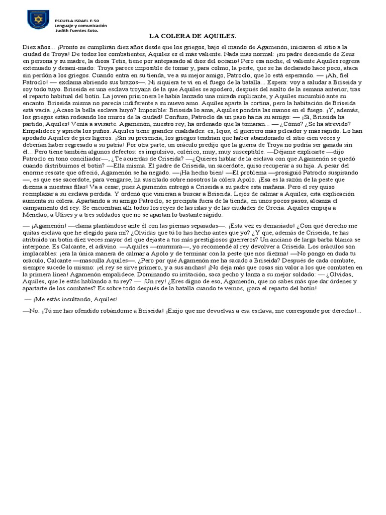 La Colera de Aquiles | PDF | Aquiles | guerra troyana