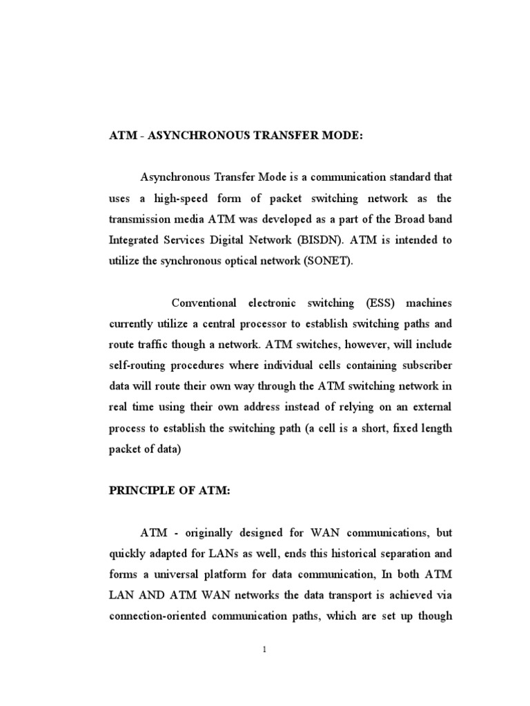 Atm - Asynchronous Transfer Mode | PDF | Asynchronous Transfer Mode | Computer Network