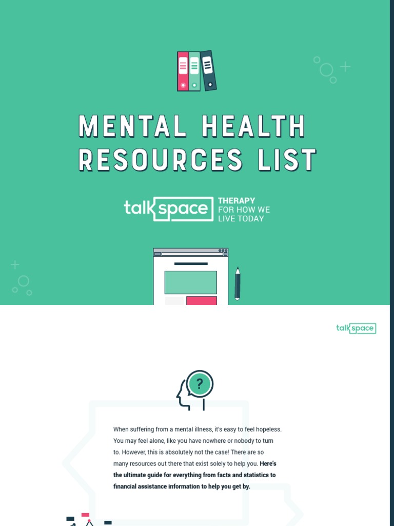 Mental Health Resources List | PDF | Mental Disorder | Major Depressive ...