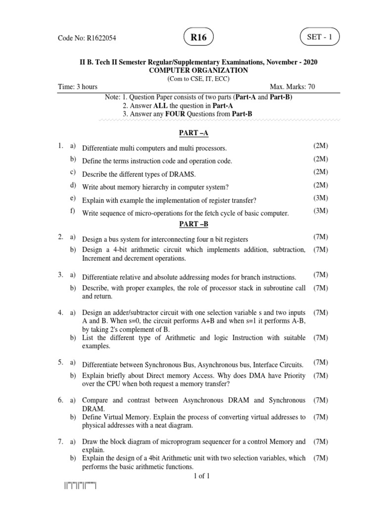 Computer Organization Nov 2020 | PDF | Central Processing Unit | Integrated Circuit