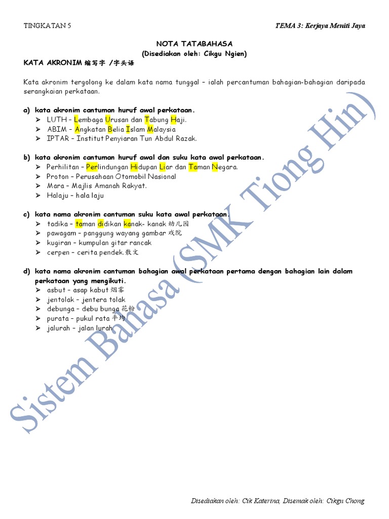 PG 34 Berkhidmat Utk Negara (Kata Akronim & Kosa Kata) | PDF