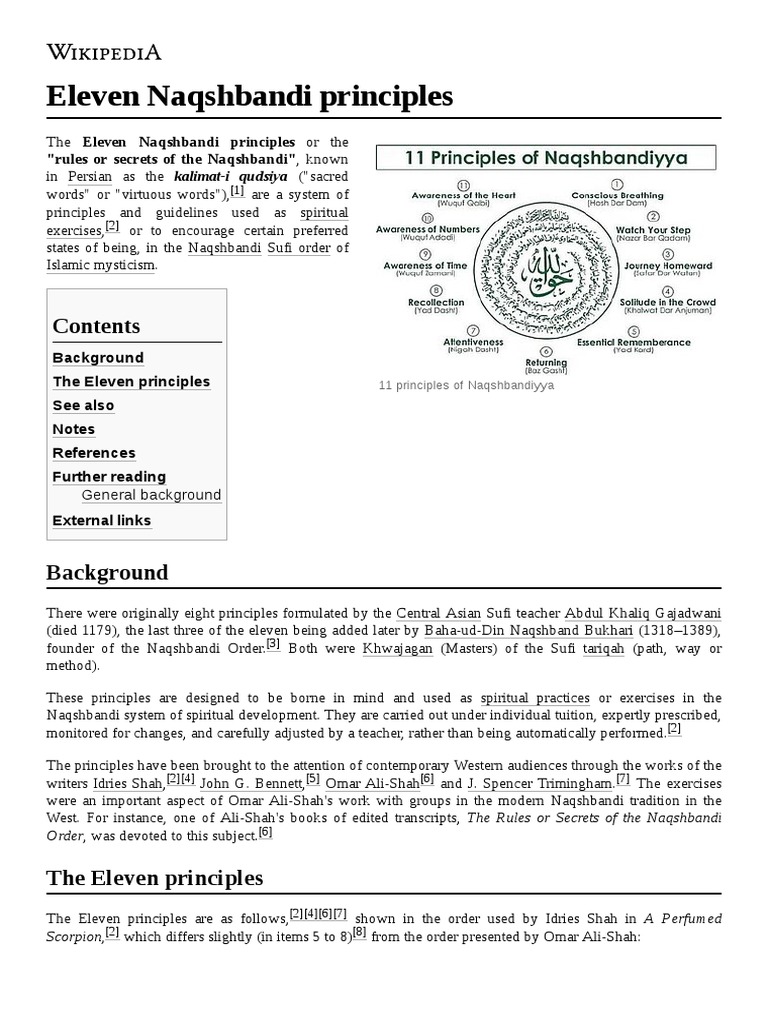 Eleven Naqshbandi Principles: "Rules or Secrets of The Naqshbandi ...