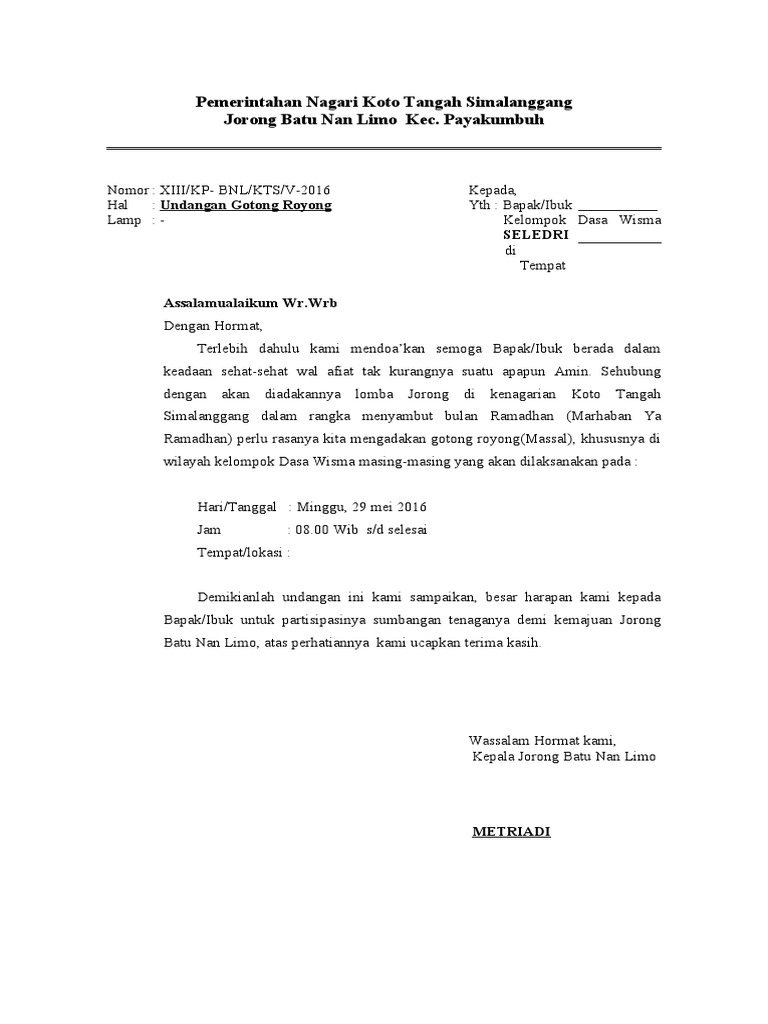 Contoh Surat Goro | PDF