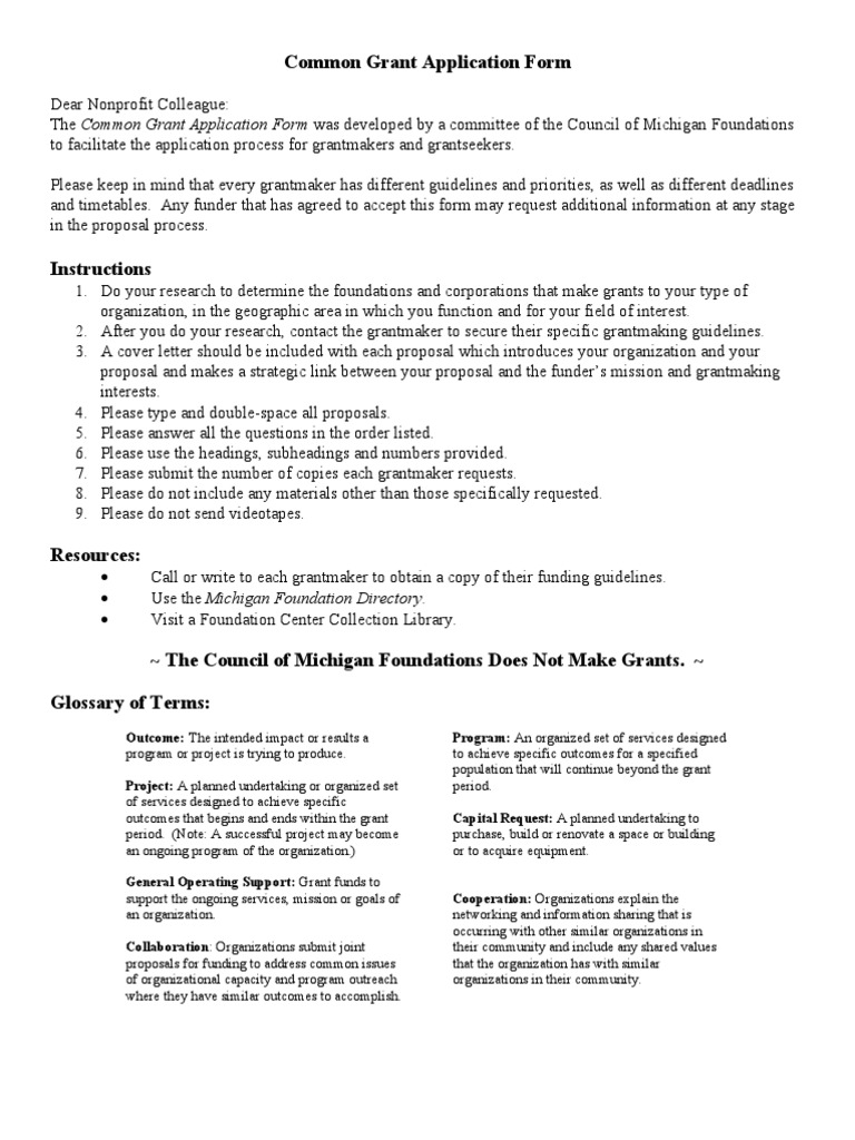 Common Grant Application Form | PDF | Grant (Money) | Evaluation