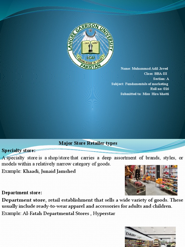 Types of Major Retail Stores Explained | PDF