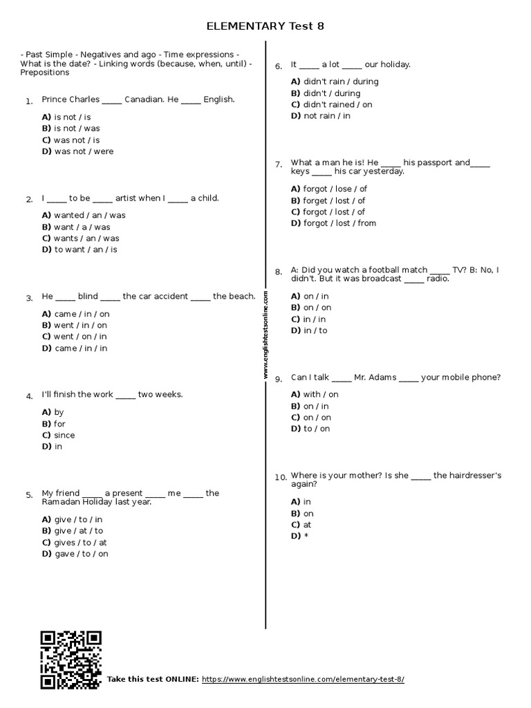 15 Elementary-Test-8 | PDF