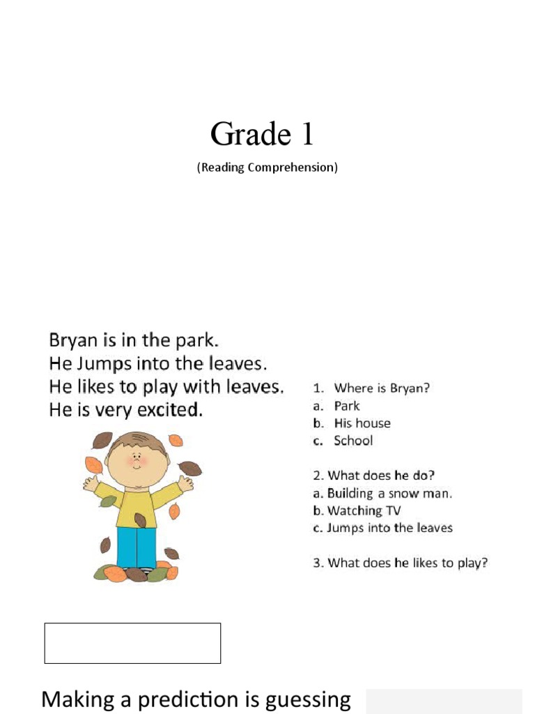 Grade 1 Pretest For Reading Comprehension | PDF