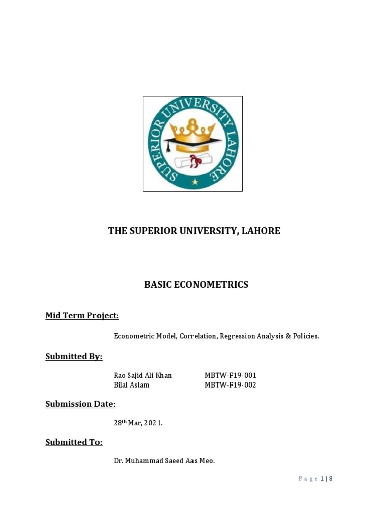 Basic Econometrix - MID Project | PDF | Correlation And Dependence ...