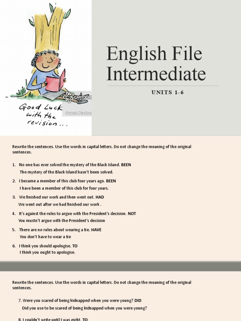 English File Intermediate: UNITS 1-6 | PDF