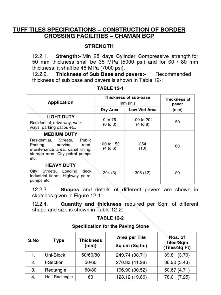 Tuff Paver Specs | PDF | Sand | Economic Sectors
