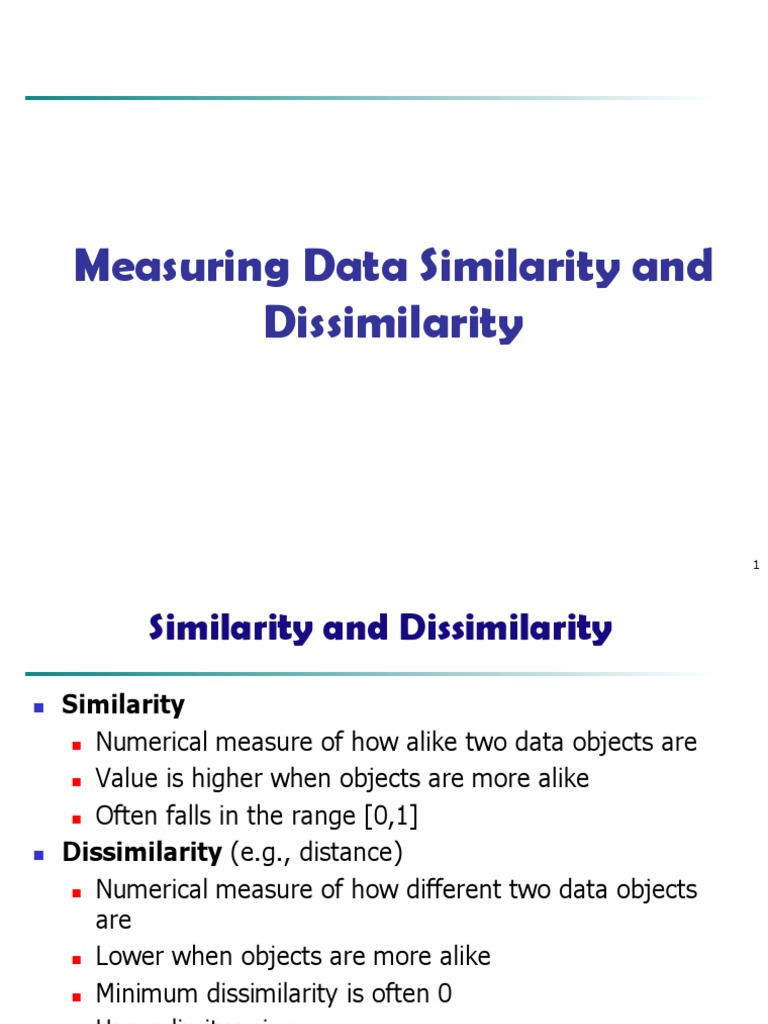 Measuring Data Similarity And: Dissimilarity | PDF | Metric ...
