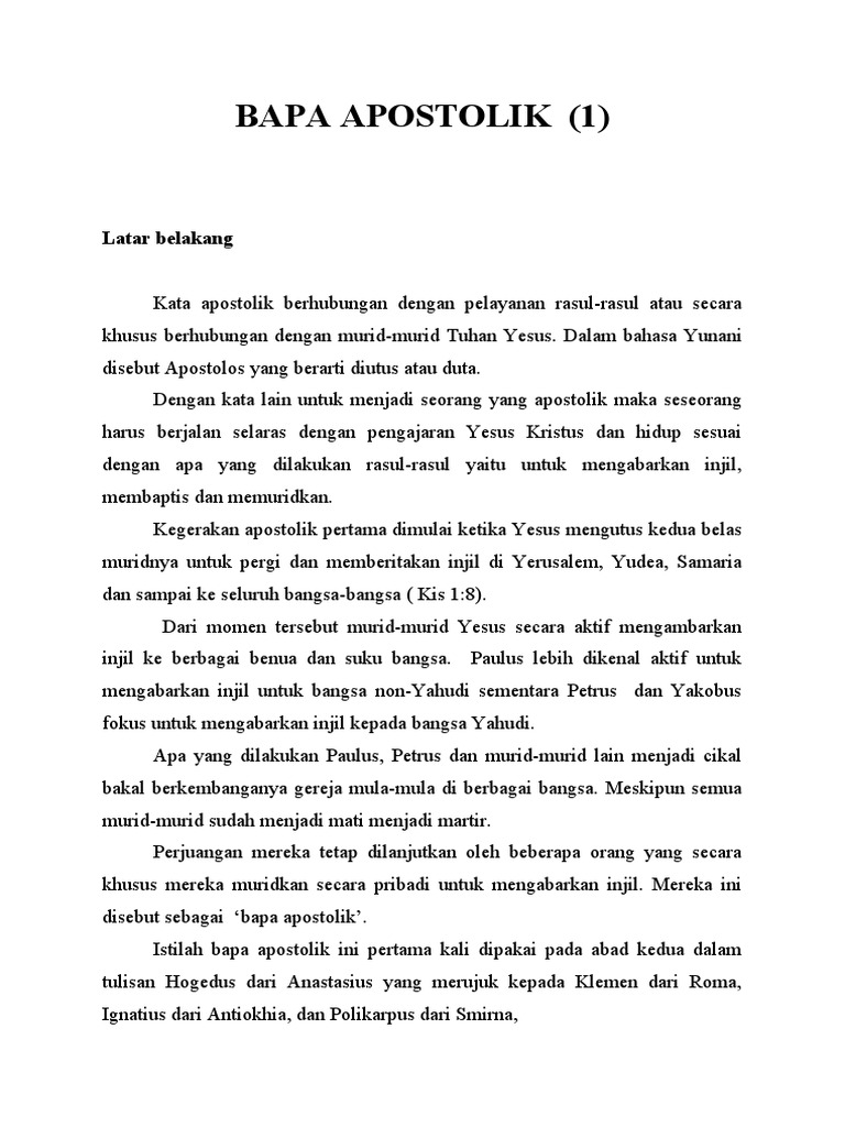 Bapa Apostolik | PDF | Filsafat