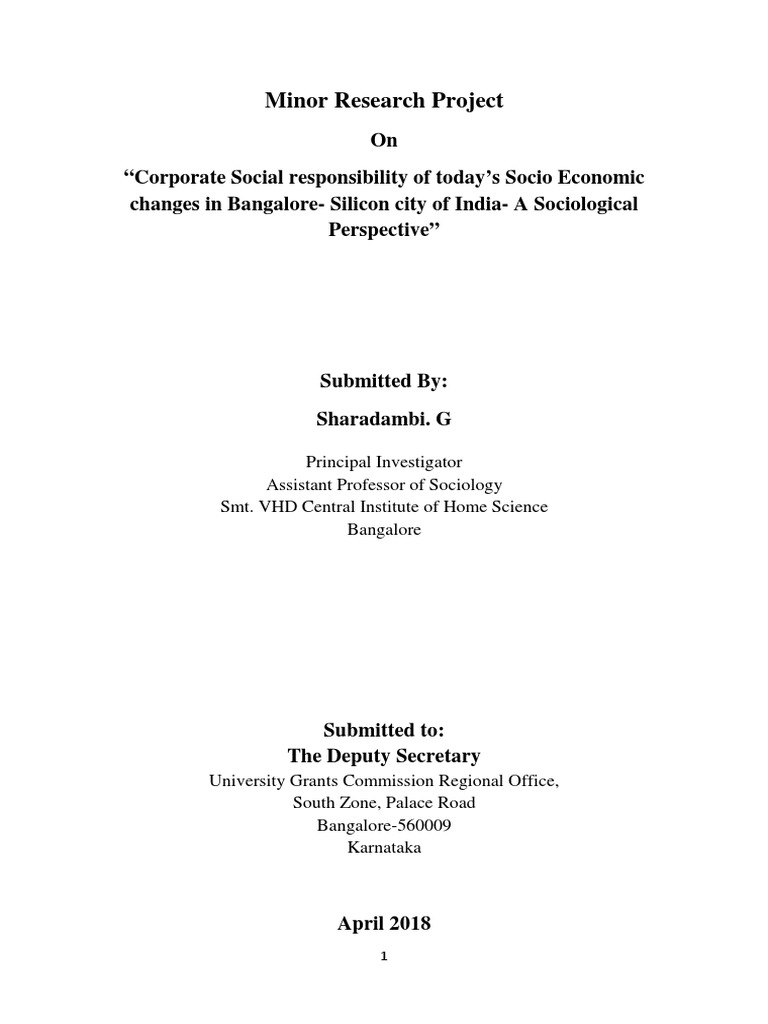 Minor Research Project | PDF | Corporate Social Responsibility ...