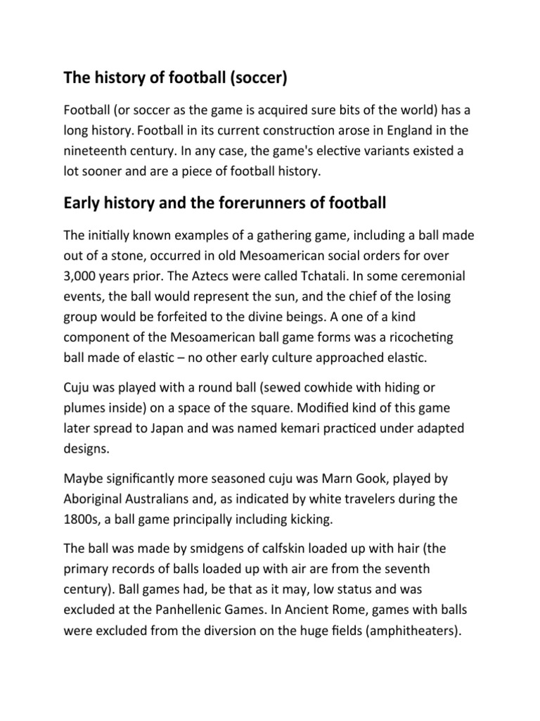 History of Football (Soccer) Evolution | PDF | Fifa World Cup ...