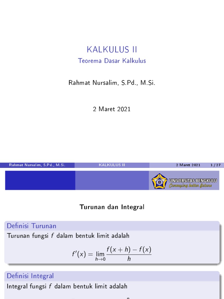 Teorema Dasar Kalkulus | PDF