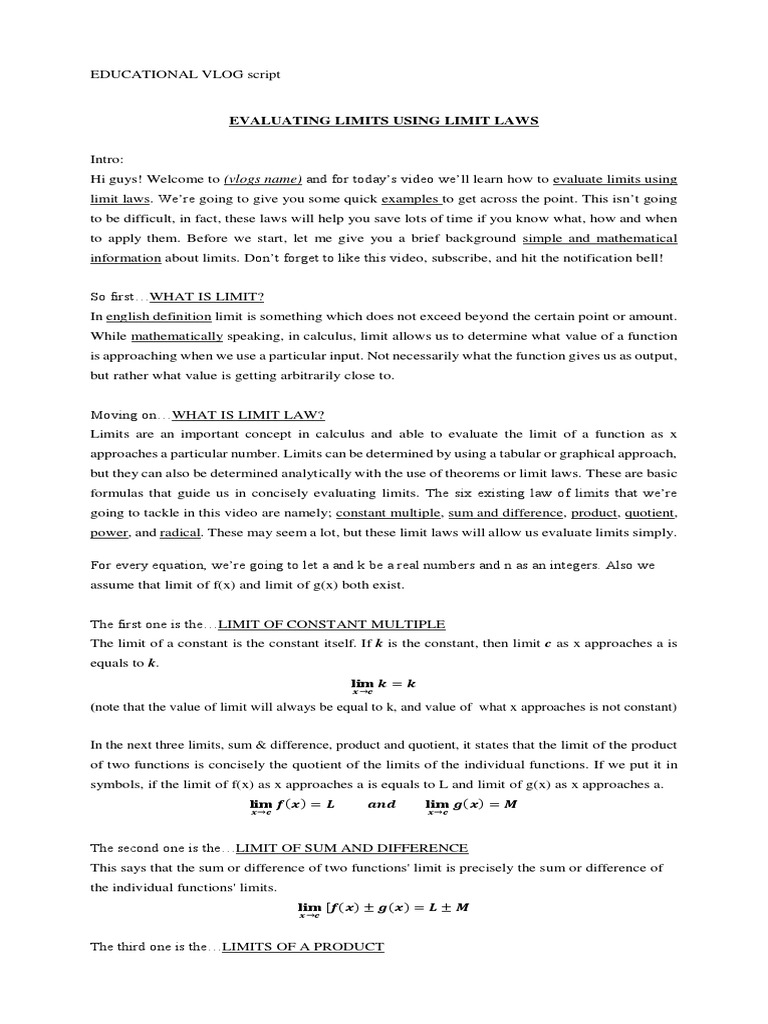 Evaluating Limits with Limit Laws | PDF | Limit (Mathematics) | Calculus
