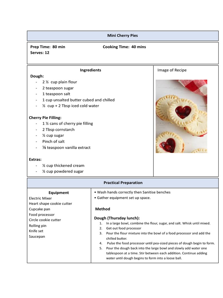 Mini Cherry Pies for Beginners | PDF | Dough | Teaspoon