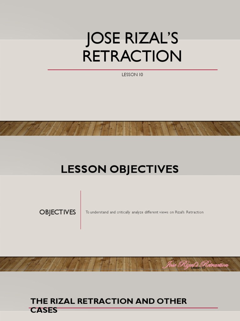 LESSON 10 Jose Rizal's Retraction | PDF | Philippines