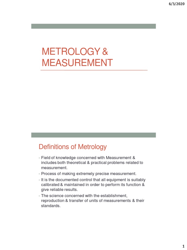 Lecture 4 - Metrology & Measurement | PDF | Metrology | Accuracy And ...