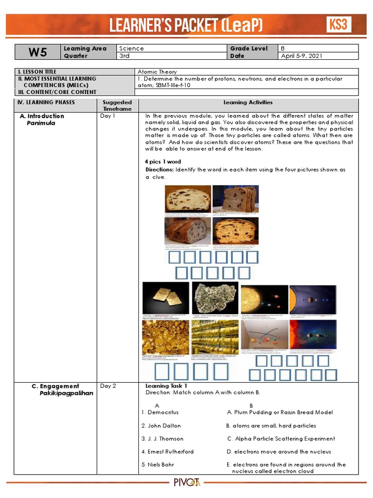 Science 8 3rd April 5-9, 2021: Learning Area Grade Level Quarter Date ...