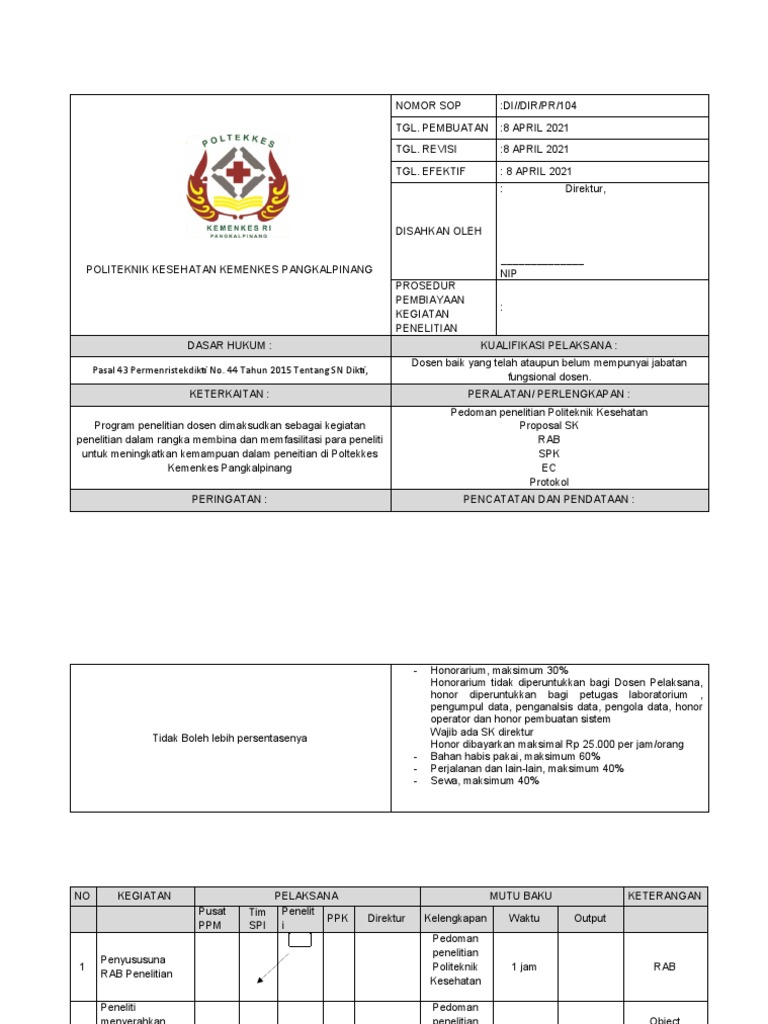 Format Sop-Ap Politeknik Kesehatan Kemenkes Pangkalpinang | PDF