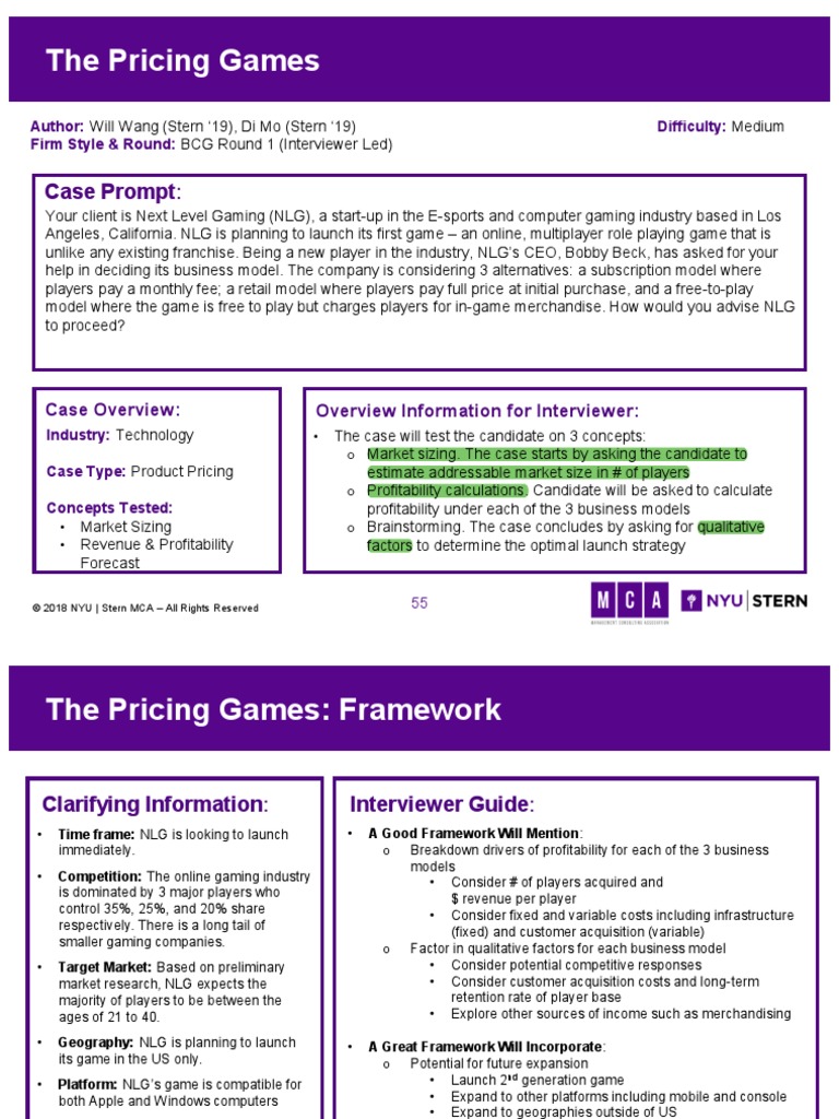 The Pricing Game (Stern 2018) | PDF | Pricing | Business Model