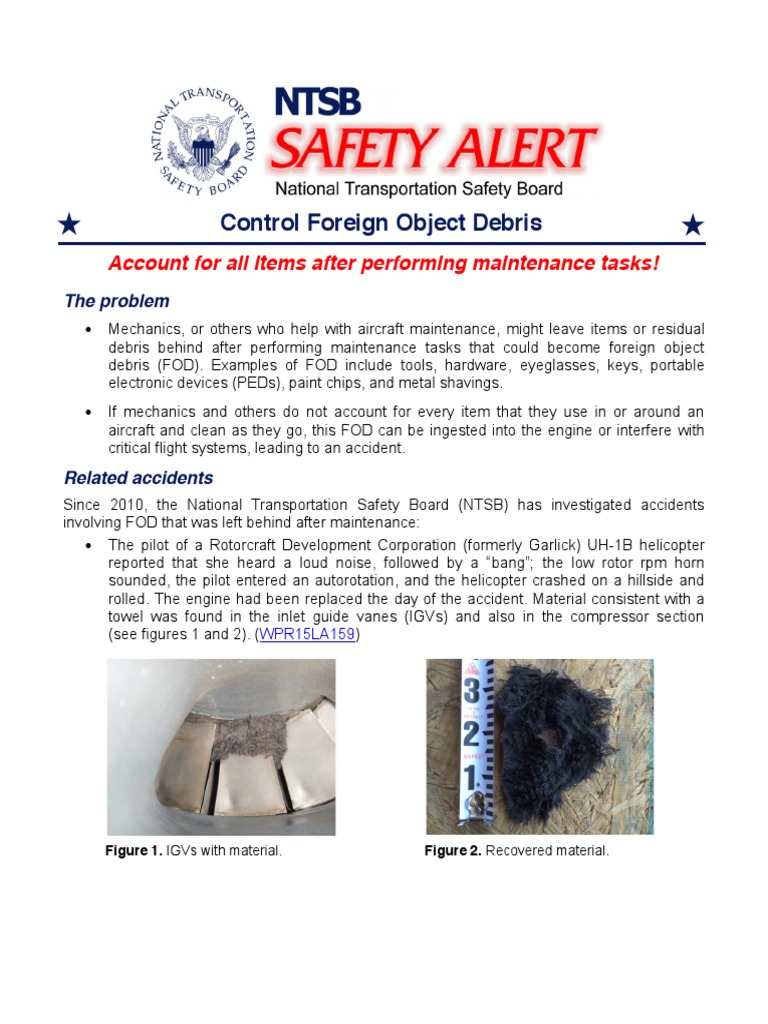 Control Foreign Object Debris: Account For All Items After Performing ...