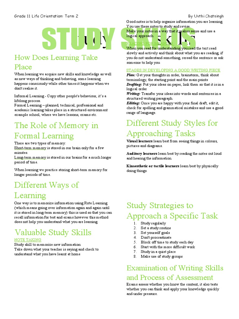 Study Skills | PDF | Study Skills | Educational Assessment