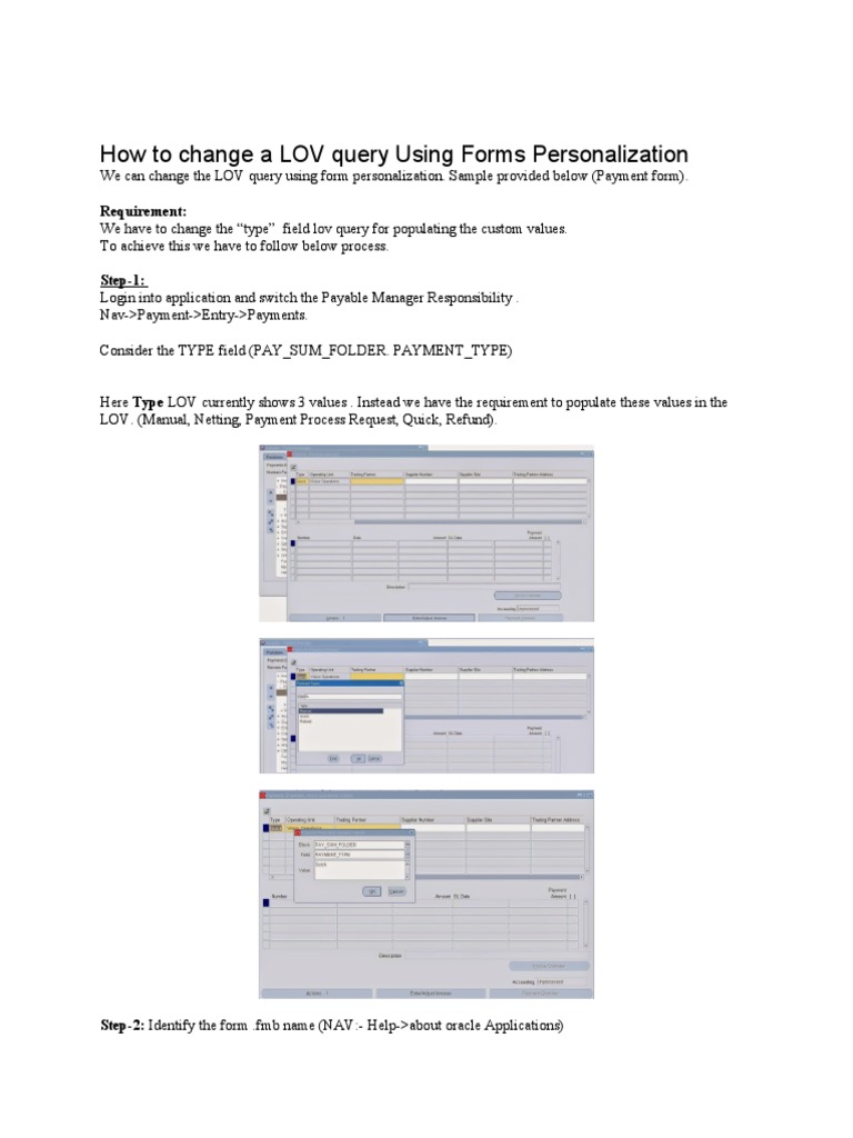 How To Change A LOV Query Using Forms Personalization | PDF | Accounts Payable | Data Management