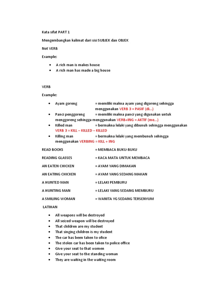 VERB 3 PASIF (Di... ) VERB+ING AKTIF (Me... ) Verb 3 Kill - Killed ...