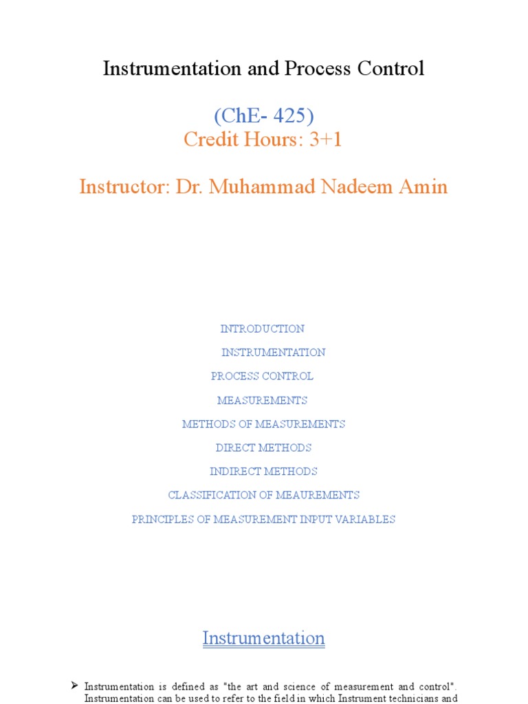 Instrumentation and Process Control-1 | PDF | Process Control | Measurement