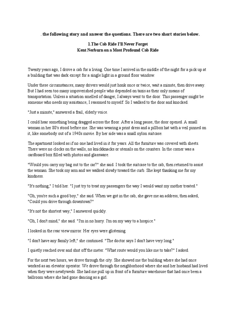 1.read The Following Story and Answer The Questions. There Are Two ...