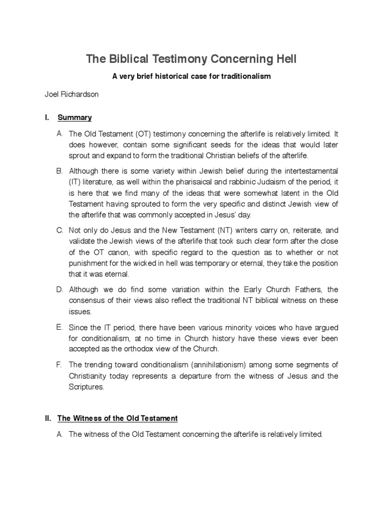 Biblical Testimony of Hell | PDF | Last Judgment | Afterlife