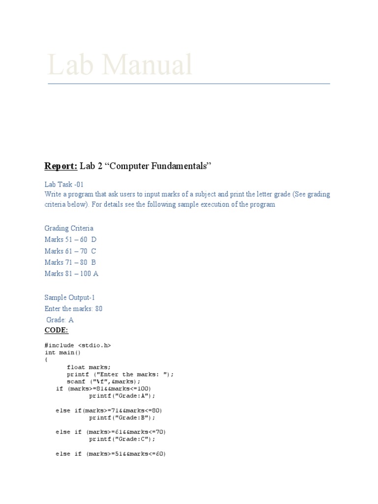Lab Manual: Report: Lab 2 "Computer Fundamentals" | PDF | Software ...