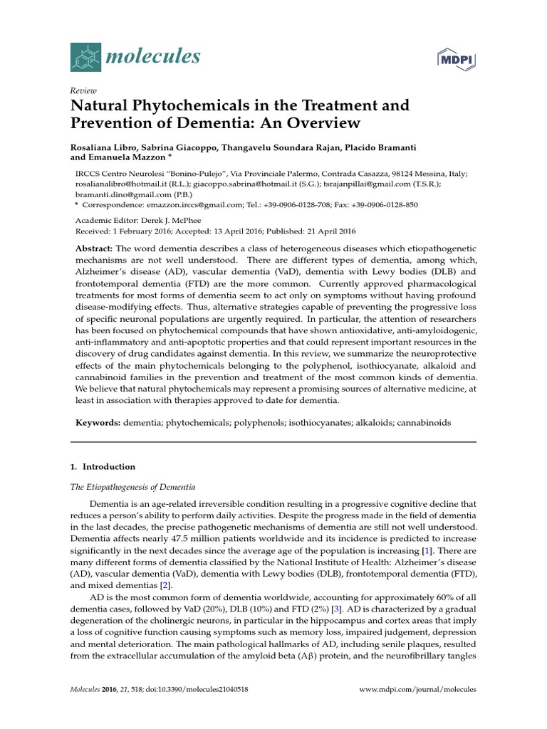 Natural Phytochemicals in The Treatment and | PDF | Amyloid Beta | Dementia
