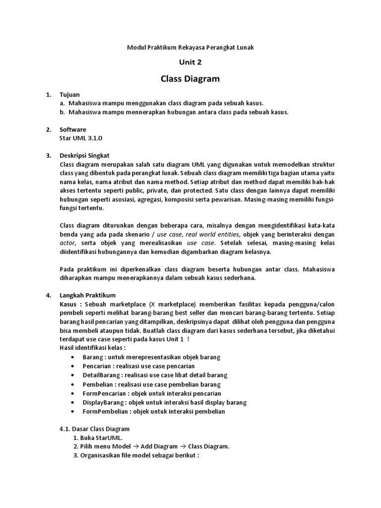 Praktikum Class Diagram UML untuk Marketplace | PDF
