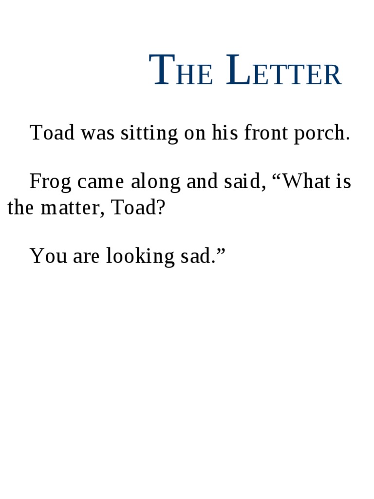 Frog and Toad Are Friends The Letter