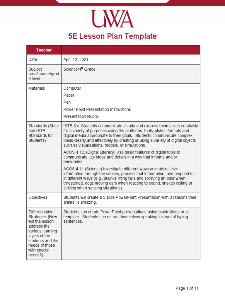 Ed508-5e-Lesson-Plan-Template Randolph Lesson 2 | PDF | Microsoft Power ...