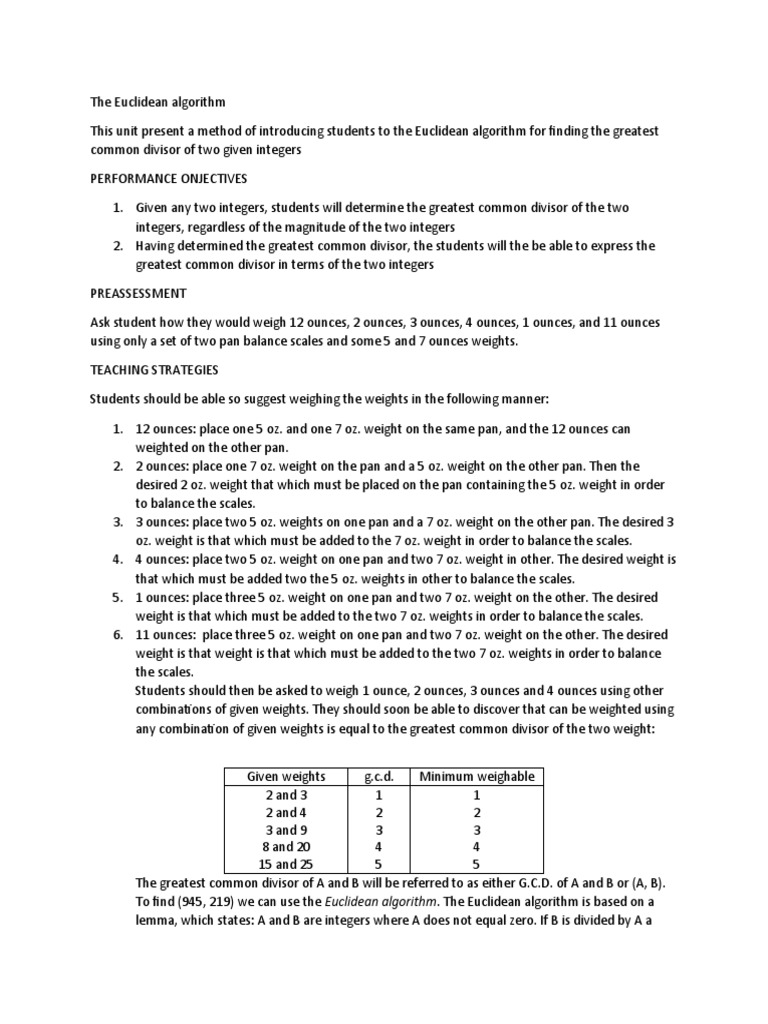 The Euclidean Algorithm | PDF | Algorithms | Teaching Mathematics