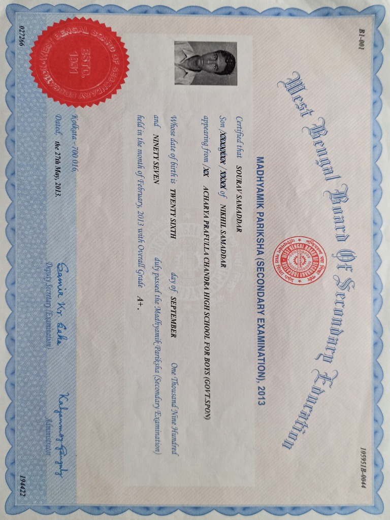 Class X Certificate | PDF