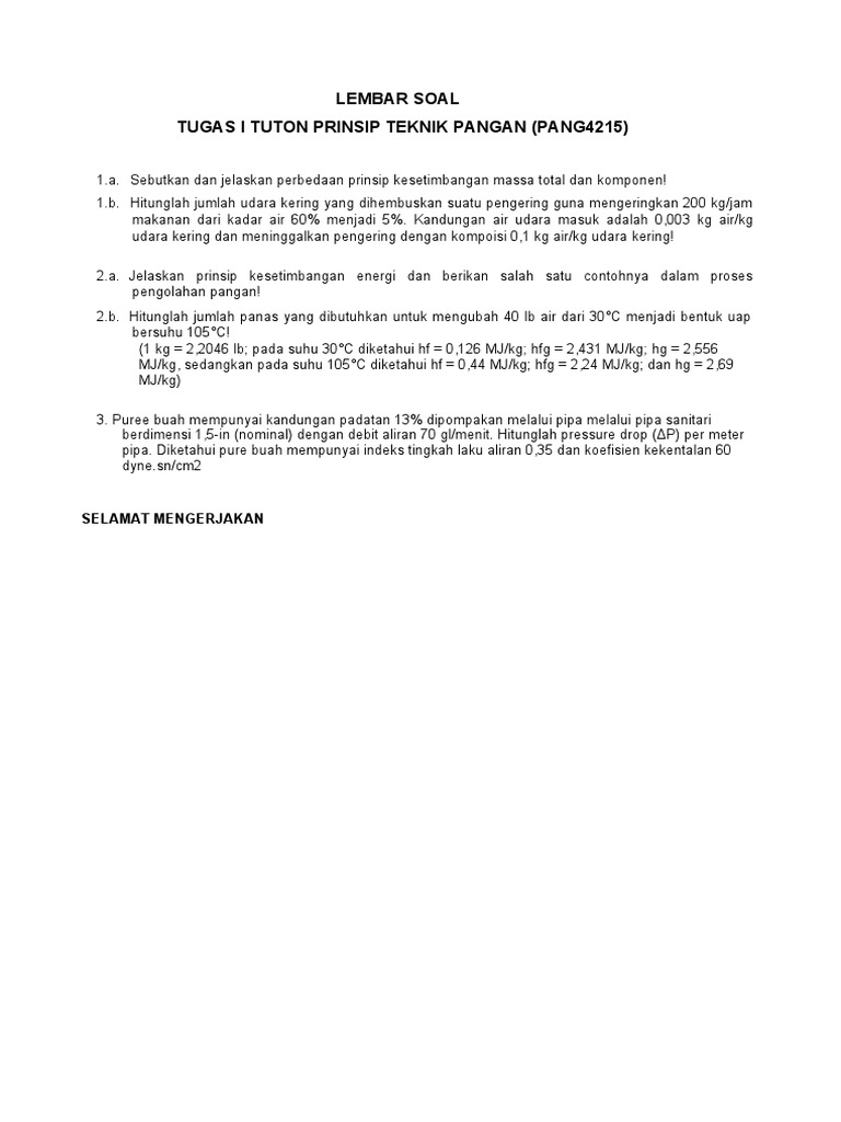 Tugas 1 Tuton Prinsip Teknik Pangan-Dikonversi | PDF