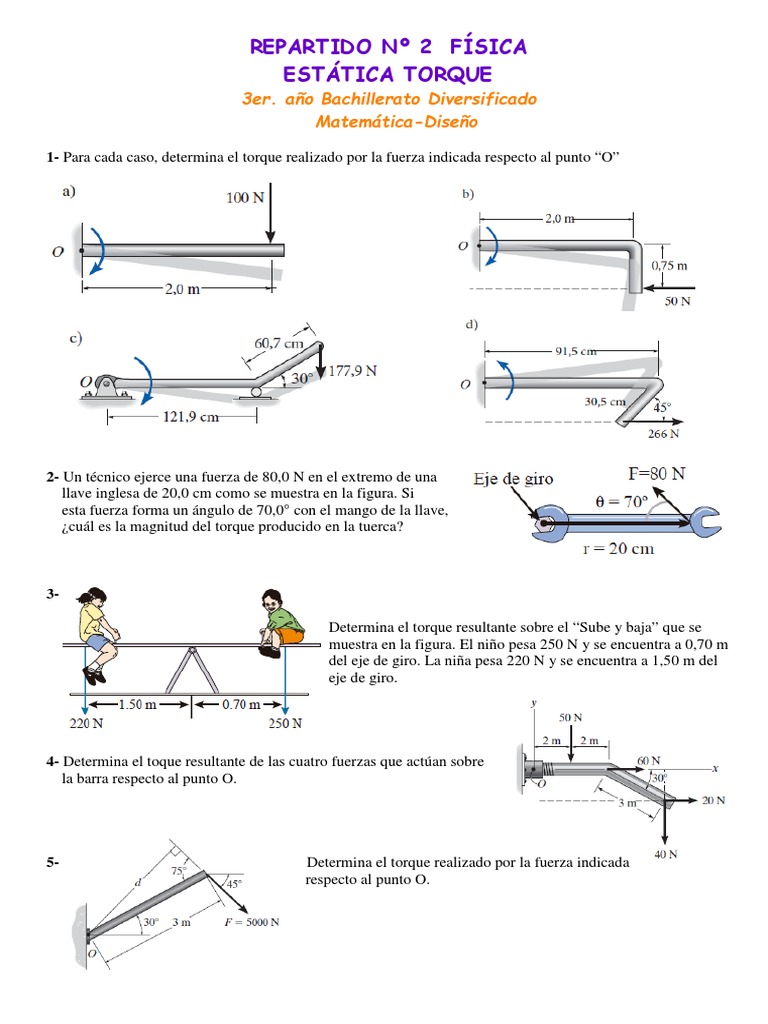 Cálculo de Torque en Física Estática | PDF | Fuerza | Masa