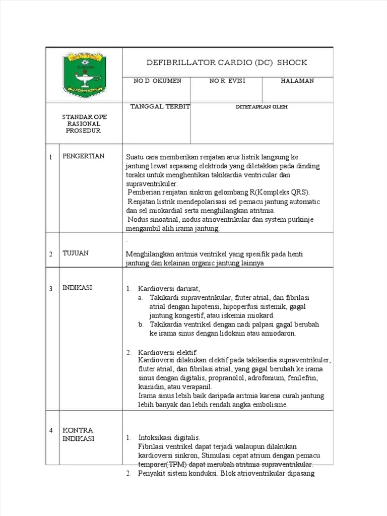 (PDF) Sop DC Shock | PDF