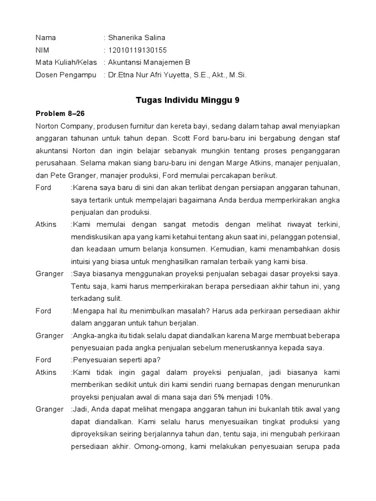 Shanerika Salina - Tugas Minggu Ke-9 - AM-S1 Manajemen | PDF