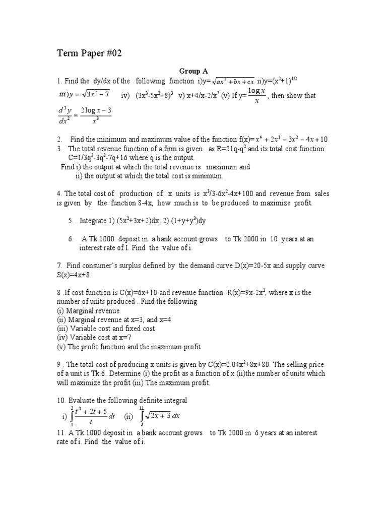 Maximizing Revenue and Profit Functions | PDF | Economic Surplus ...