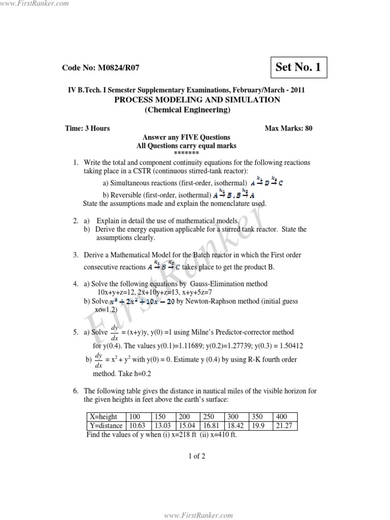 Process Modeling and Simulation | PDF | Chemical Reactor | Reaction Rate